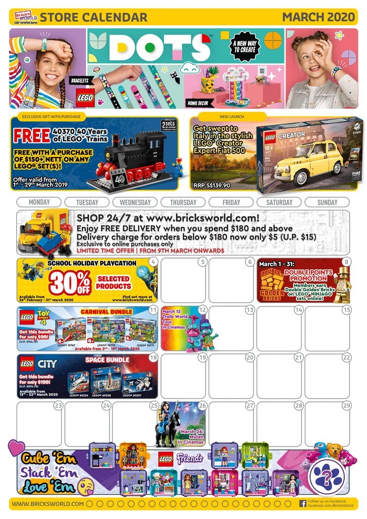 March 2020 LEGO Certified Stores Calendar – Singapore Bricks Club